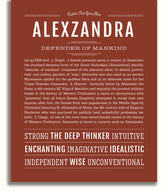 Alexzandra Personalized Name Meaning Art Prints – Name Stories