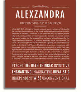Alexzandra Personalized Name Meaning Art Prints – Name Stories