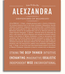 Alexzandra Personalized Name Meaning Art Prints – Name Stories