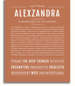 Alexzandra Personalized Name Meaning Art Prints – Name Stories