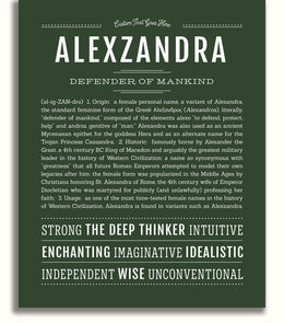 Alexzandra Personalized Name Meaning Art Prints – Name Stories