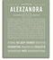 Alexzandra Personalized Name Meaning Art Prints – Name Stories