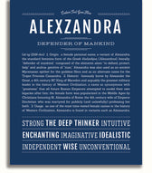 Alexzandra Personalized Name Meaning Art Prints – Name Stories