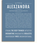 Alexzandra Personalized Name Meaning Art Prints – Name Stories