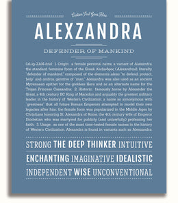 Alexzandra Personalized Name Meaning Art Prints – Name Stories