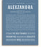 Alexzandra Personalized Name Meaning Art Prints – Name Stories