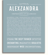 Alexzandra Personalized Name Meaning Art Prints – Name Stories