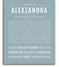 Alexzandra Personalized Name Meaning Art Prints – Name Stories