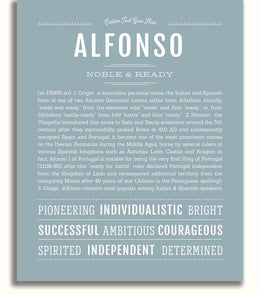 Alfonso Personalized Name Meaning Art Prints – Name Stories