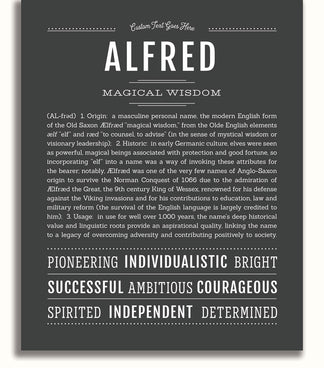 Alfred Personalized Name Meaning Art Prints – Name Stories
