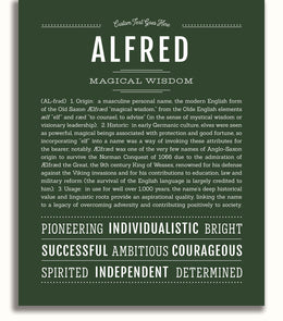 Alfred Personalized Name Meaning Art Prints – Name Stories