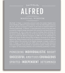 Alfred Personalized Name Meaning Art Prints – Name Stories