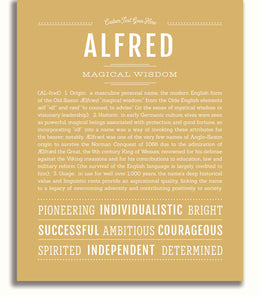 Alfred Personalized Name Meaning Art Prints – Name Stories