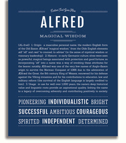 Alfred Personalized Name Meaning Art Prints – Name Stories