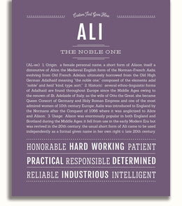 Ali (female) | Name Art Print – Name Stories