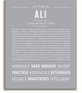 Ali Personalized Name Meaning Art Prints – Name Stories