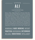 Ali Personalized Name Meaning Art Prints – Name Stories