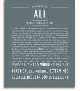 Ali Personalized Name Meaning Art Prints – Name Stories