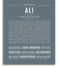 Ali Personalized Name Meaning Art Prints – Name Stories