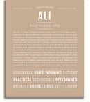 Ali Personalized Name Meaning Art Prints – Name Stories