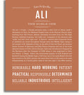 Ali Personalized Name Meaning Art Prints – Name Stories