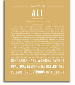 Ali (female) | Name Art Print – Name Stories