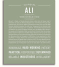Ali (female) | Name Art Print – Name Stories