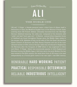 Ali (female) | Name Art Print – Name Stories