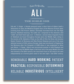 Ali Personalized Name Meaning Art Prints – Name Stories