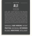 Ali Personalized Name Meaning Art Prints – Name Stories