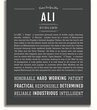 Ali (male) | Name Art Print – Name Stories