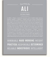 Ali Personalized Name Meaning Art Prints – Name Stories