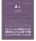 Ali Personalized Name Meaning Art Prints – Name Stories