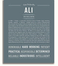 Ali Personalized Name Meaning Art Prints – Name Stories