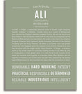 Ali Personalized Name Meaning Art Prints – Name Stories