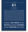 Ali Personalized Name Meaning Art Prints – Name Stories