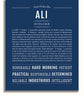 Ali Personalized Name Meaning Art Prints – Name Stories