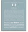 Ali Personalized Name Meaning Art Prints – Name Stories