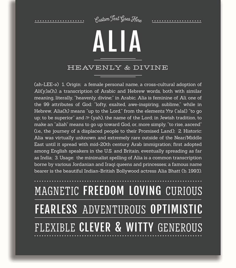 Alia | Name Art Print – Name Stories