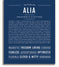 Alia Personalized Name Meaning Art Prints – Name Stories