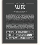 Alice Personalized Name Meaning Art Prints – Name Stories