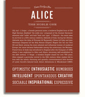 Alice Personalized Name Meaning Art Prints – Name Stories