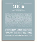 Alicia Personalized Name Meaning Art Prints – Name Stories