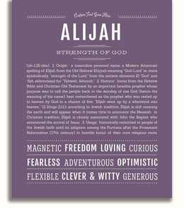 Alijah Personalized Name Meaning Art Prints – Name Stories