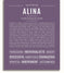 Alina Personalized Name Meaning Art Prints – Name Stories