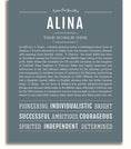 Alina Personalized Name Meaning Art Prints – Name Stories