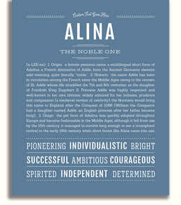 Alina Personalized Name Meaning Art Prints – Name Stories