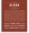 Alisha Personalized Name Meaning Art Prints – Name Stories