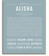 Alisha Personalized Name Meaning Art Prints – Name Stories