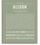 Alison Personalized Name Meaning Art Prints – Name Stories